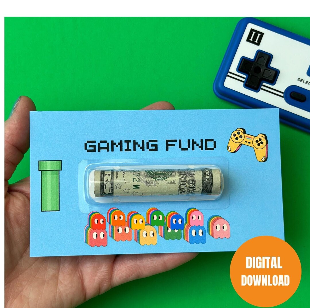 Printable Money Card for Gamer Gaming Fund Digital Download Gift for ...