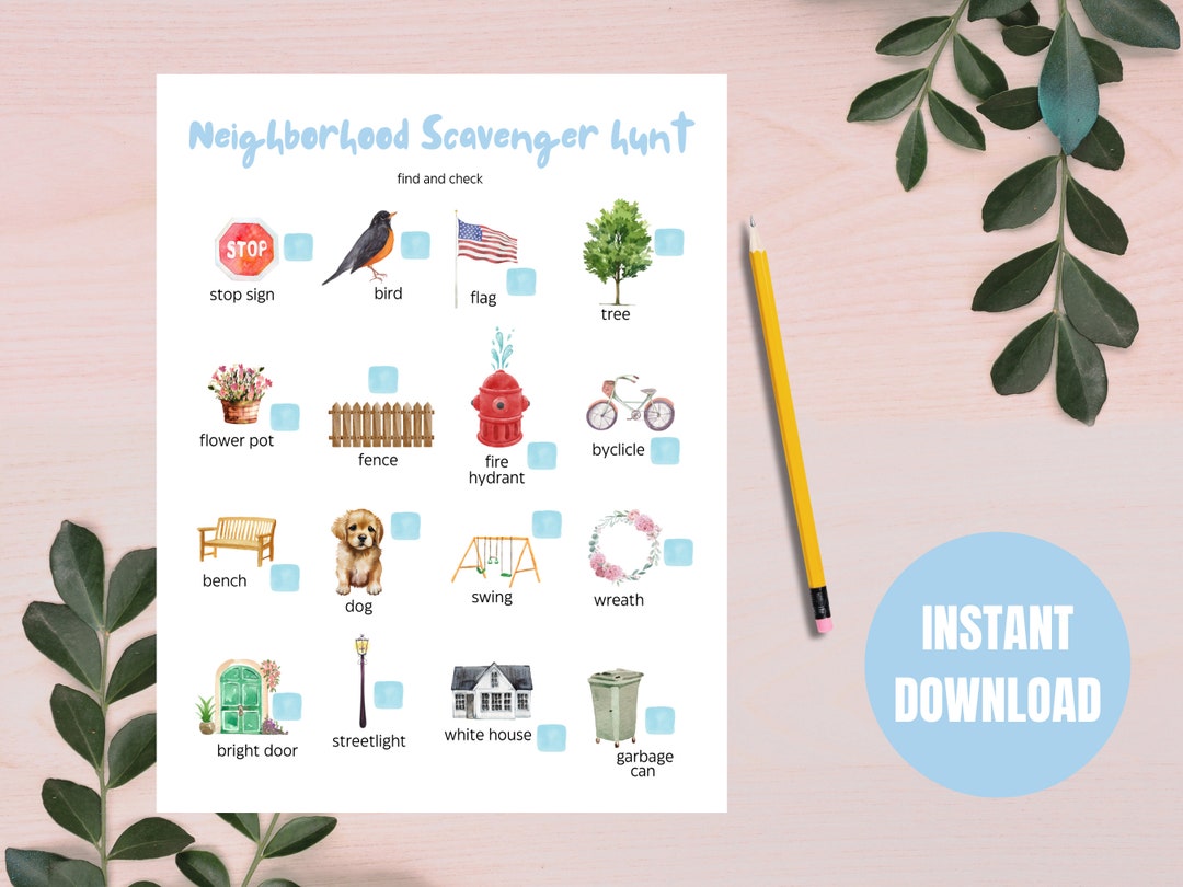 Digital Neighborhood Scavenger Hunt Outdoor Activity for Kids, Nature ...