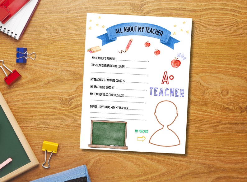 All About My Teacher Appreciation Week Printable for Teacher ...