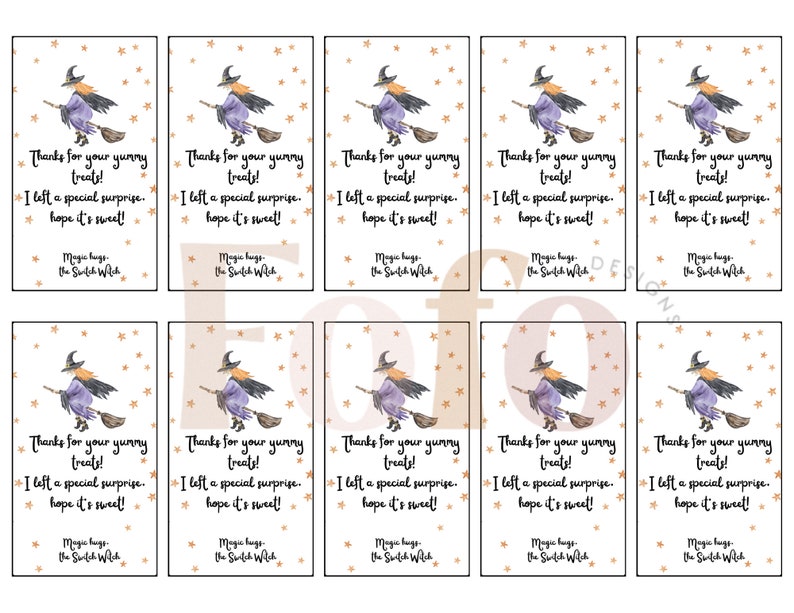 Switch Witch Printable Tag for Halloween Instant Download Halloween ...