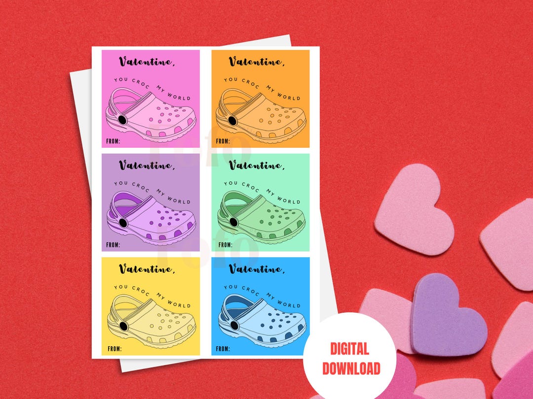 Shoe Charm Valentine Printable, Clog Valentine, Instant Download for ...