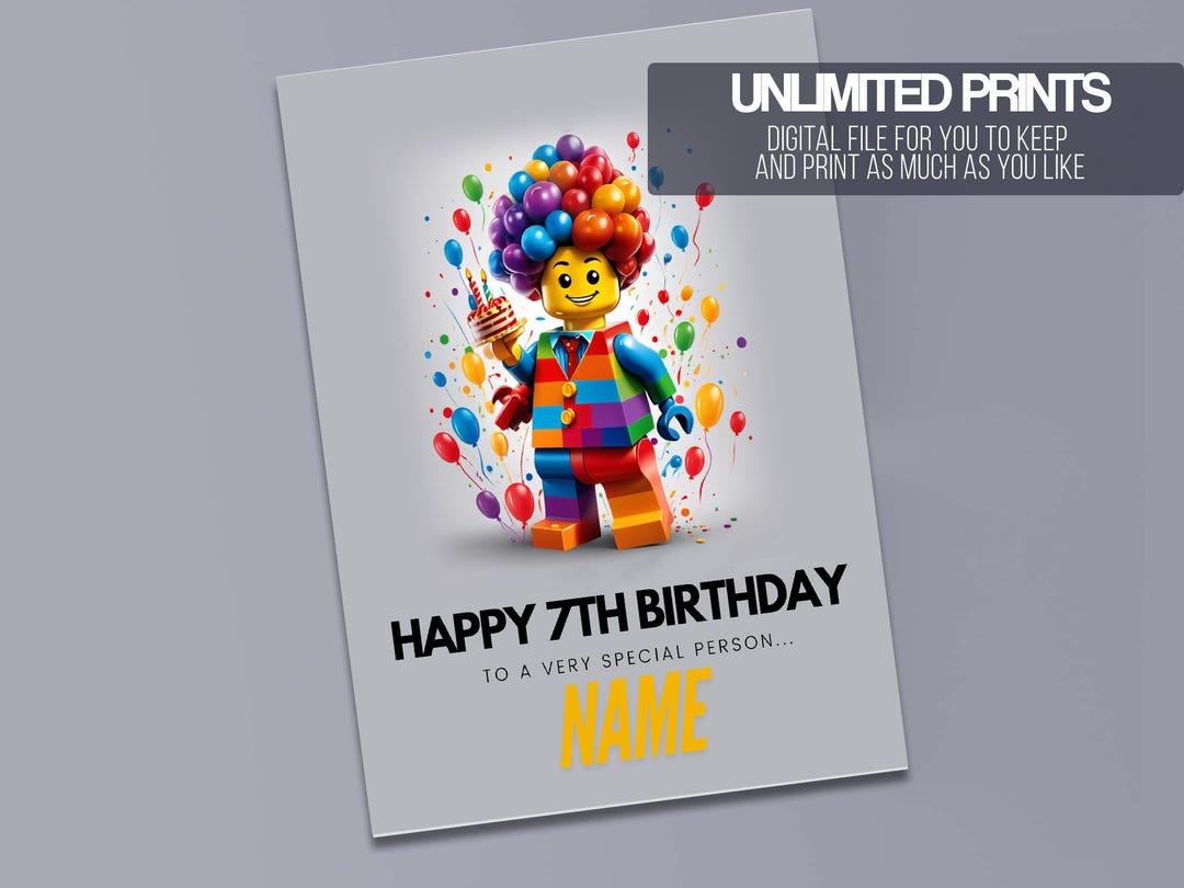 Personalized Building Blocks Birthday Card: Kids Printable (digital ...