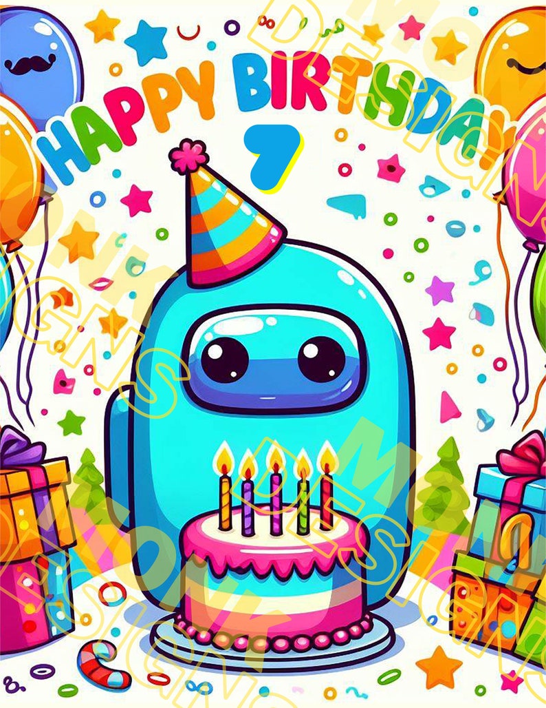 Among Us Happy Birthday Card - Editable Kids Card - Kids Digital Card ...