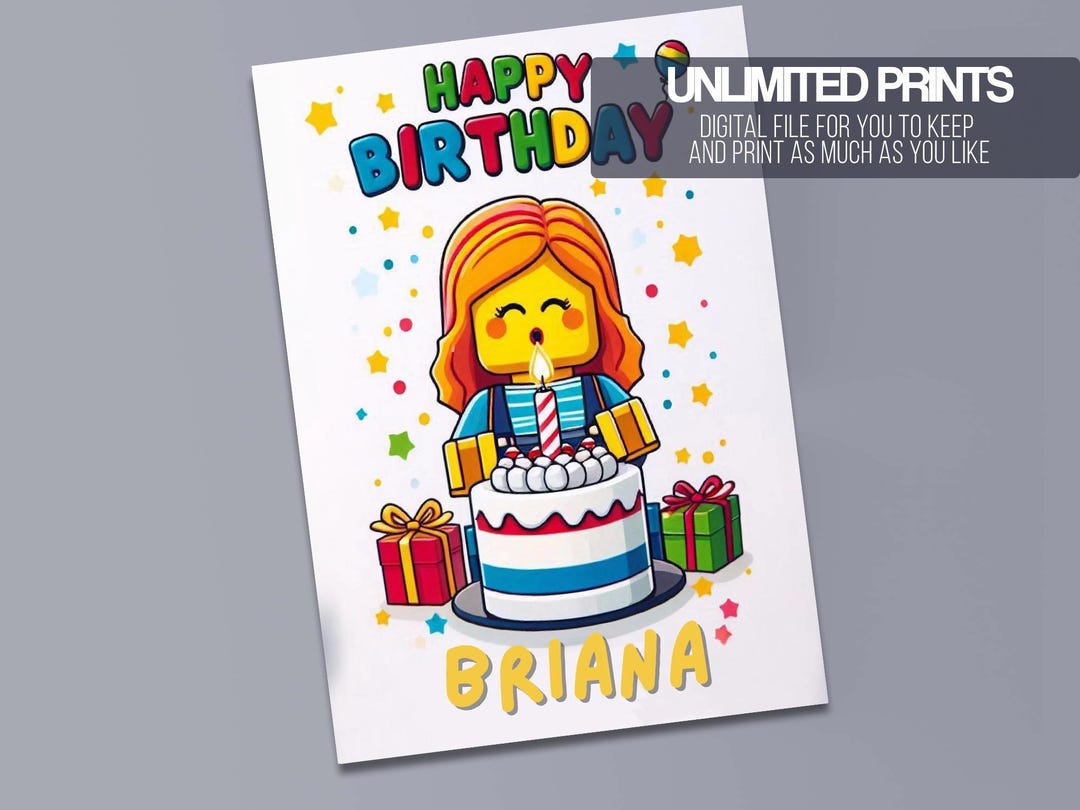 Building Blocks Birthday Card: Editable Kids Printable (digital ...