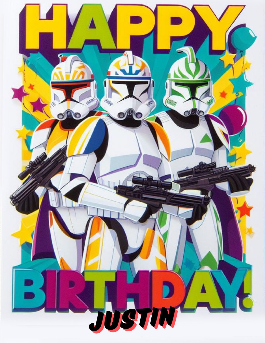 Star Wars Happy Birthday Card Editable Kids Card Kids Digital Card ...