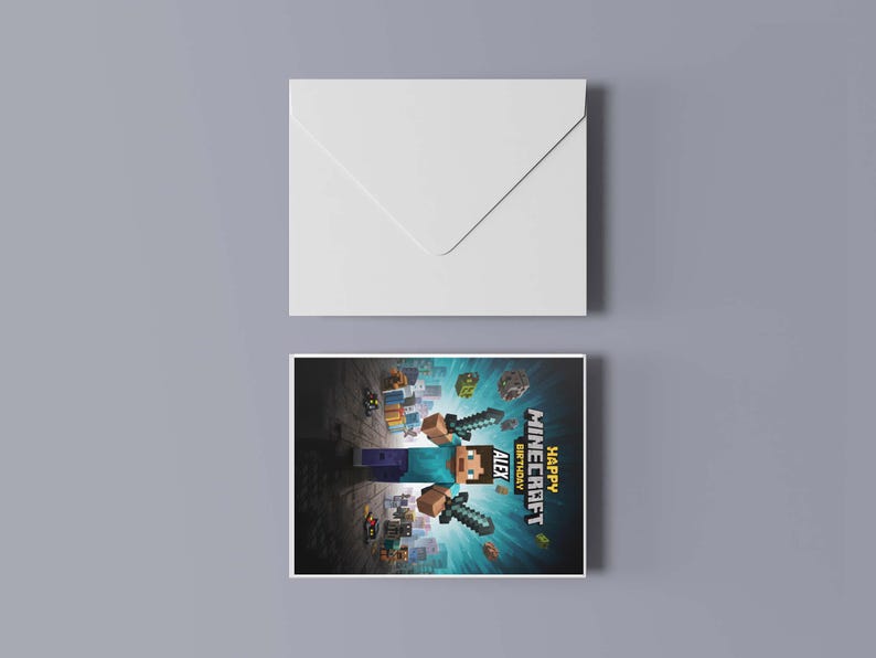 Personalized Birthday Card - Minecraft Kids Card - Kids Digital Card ...