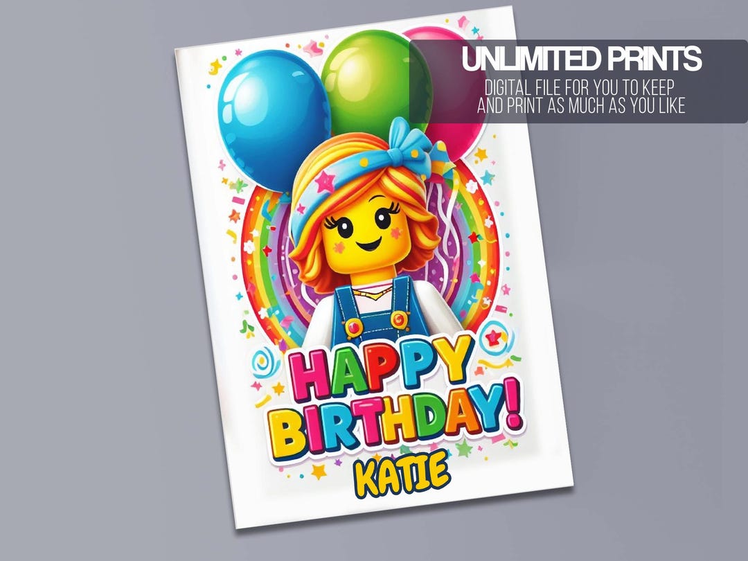 Building Blocks Birthday Card: Editable Kids Printable (canva, Digital ...
