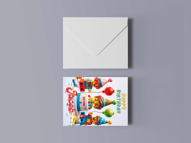 Building Blocks Happy Birthday Card Editable Kids Card Kids Digital ...