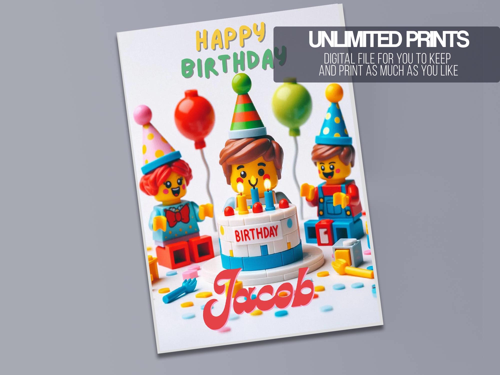 Building Blocks Happy Birthday Card Editable Kids Card Kids Digital ...