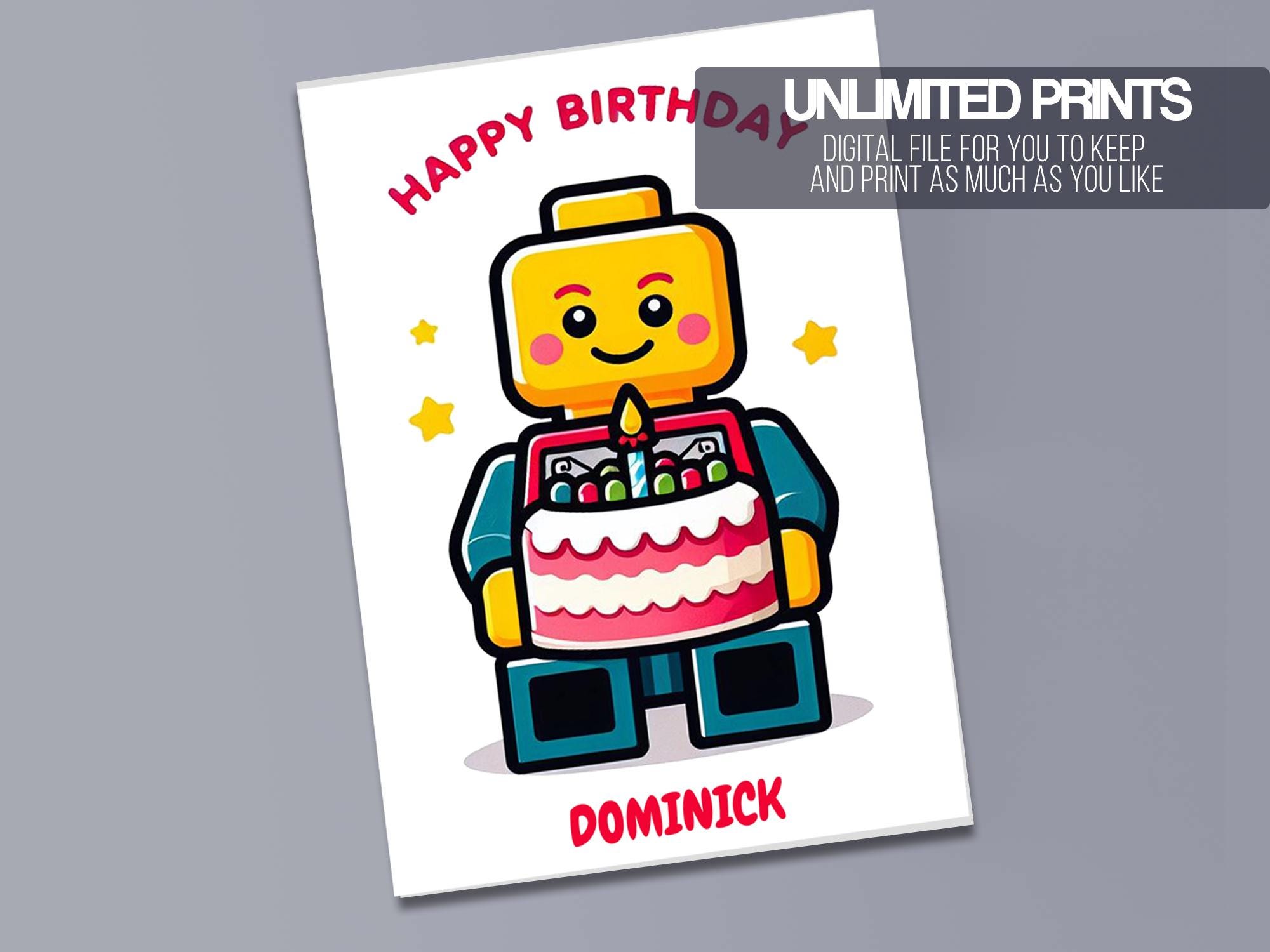 Building Blocks Birthday Card: Editable Kids Canva Template (5x7 or 8 ...