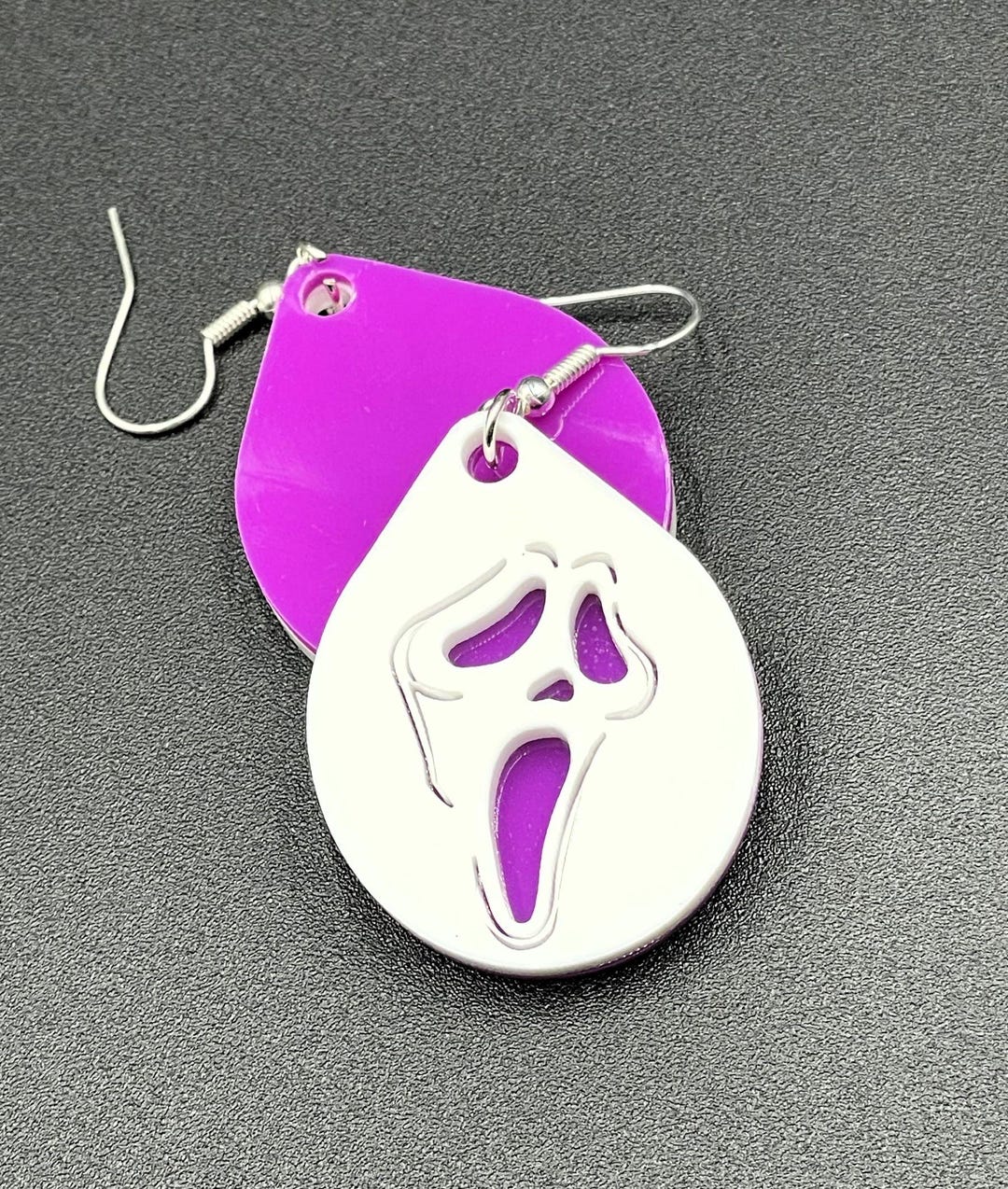 Halloween, Mask Face, White and Purple, Dangle Earrings - Etsy