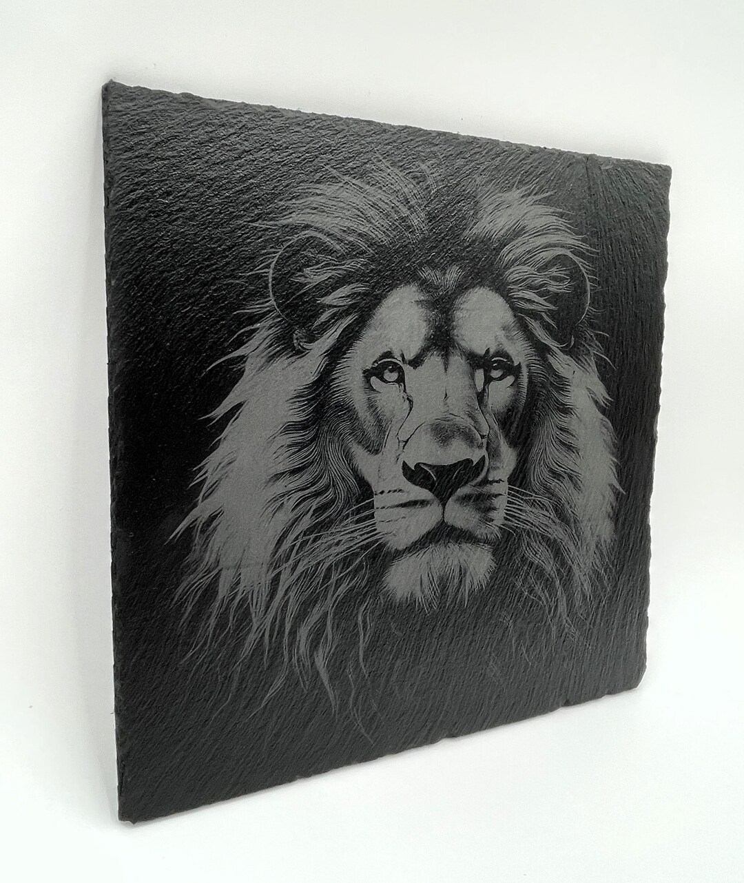 Lion, Light Grey, Laser Engraved on Square Slate - Etsy