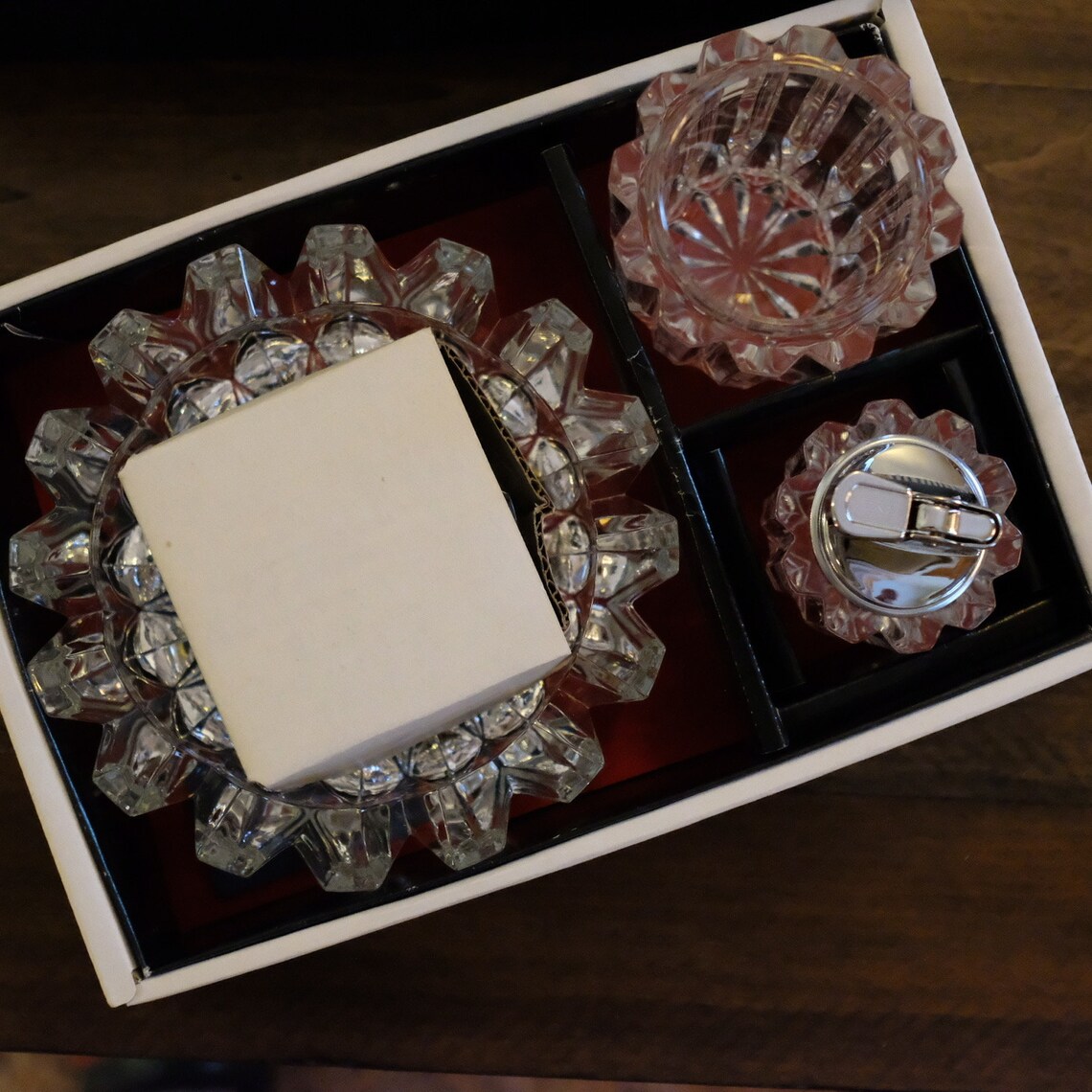 80s Mikasa Crystal 4 Piece Table Lighter Set With Original Box Made in ...
