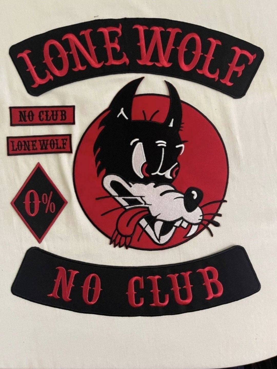 Lone Wolf No Club Back Patch, Embroidery Patch 35cm Iron On - Etsy