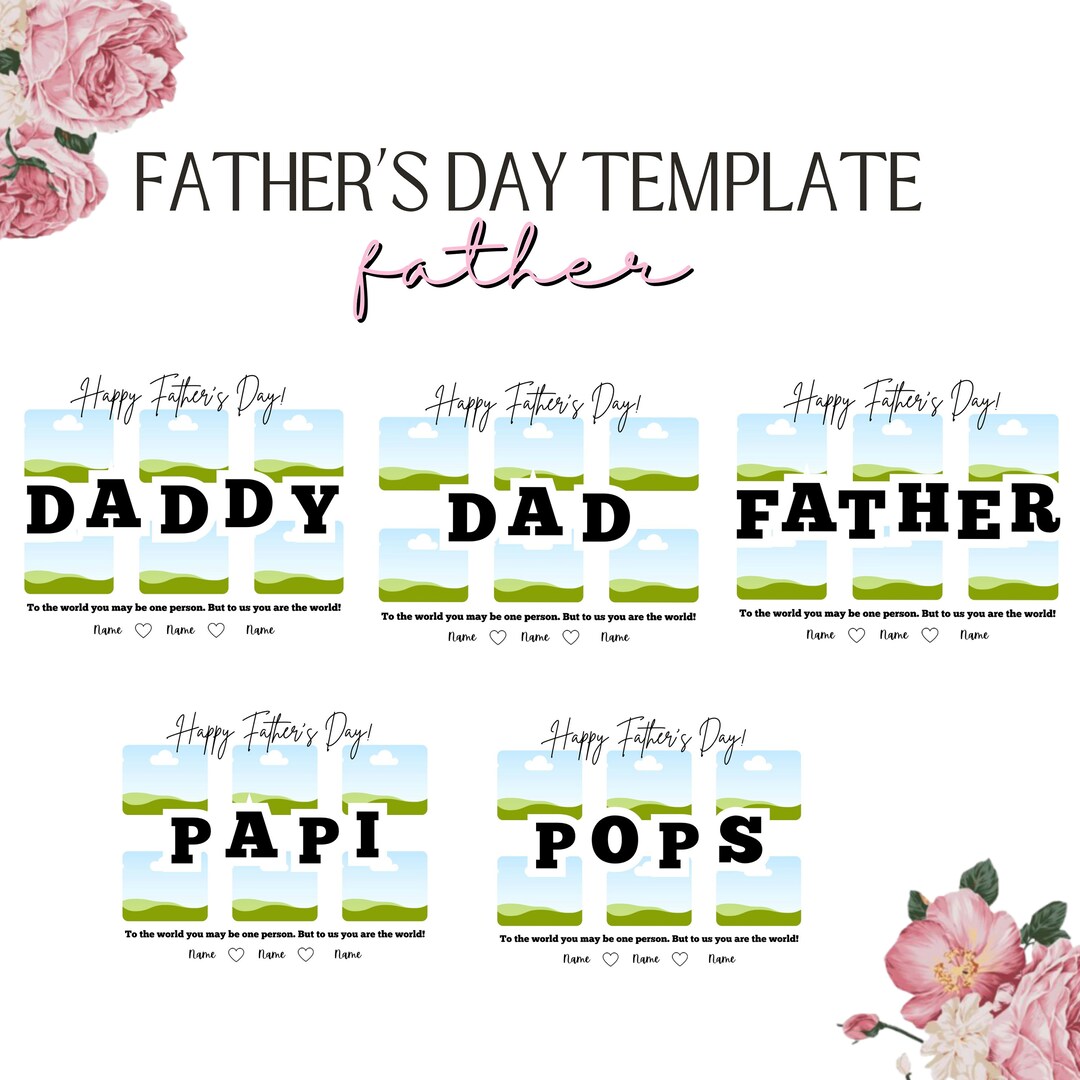 Fathers Day FATHER Frame Canva Template - Etsy