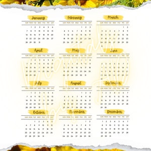 Digital Sunflower 2024 Yearly Calendar Print - Etsy