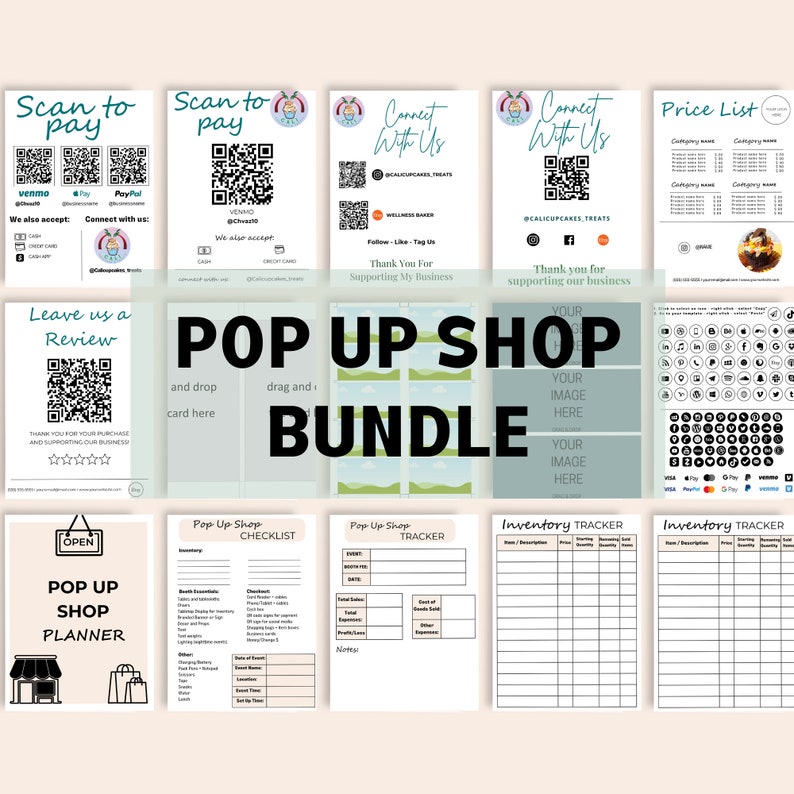 Editable Pop up Shop Bundle, QR Code Sign, Canva Templates, Pop up Shop ...