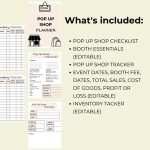 Editable Pop up Shop Planner, Pop up Shop Checklist, Pop up Shop ...