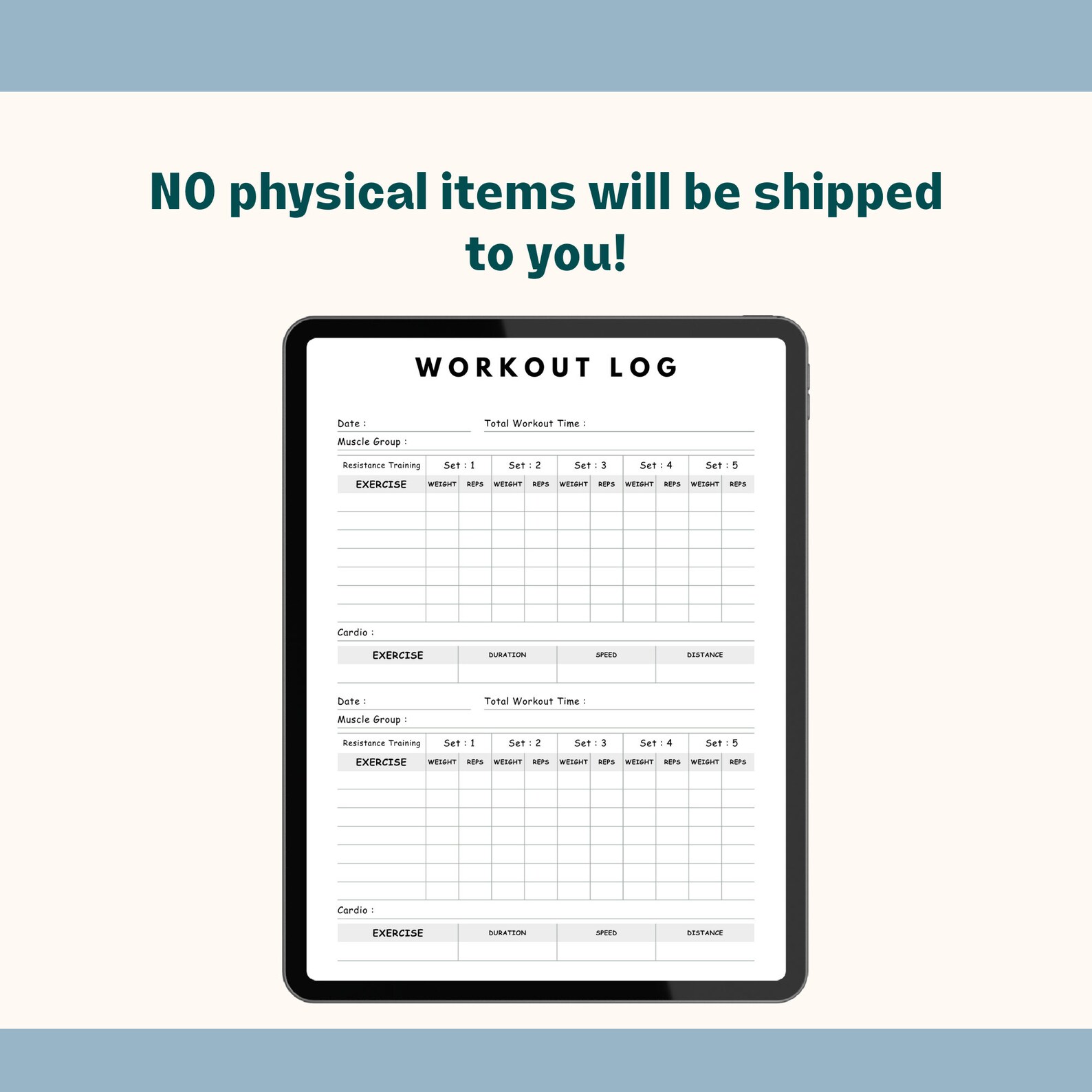 Workout Fitness Log, Workout Tracker, Ready to Print Template, Workout ...