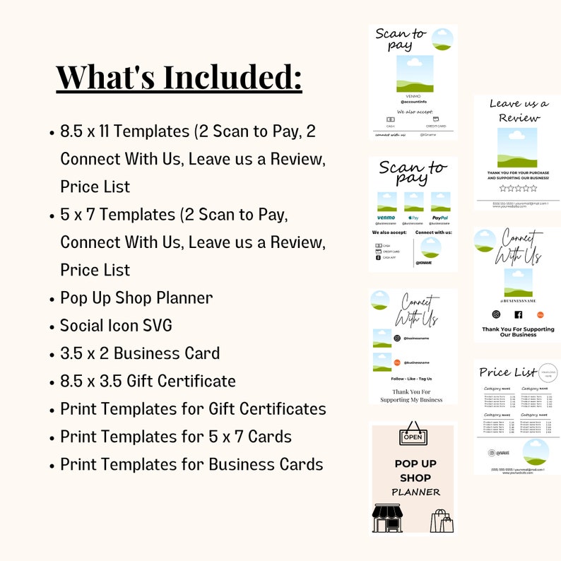 Editable Pop up Shop Bundle, QR Code Sign, Canva Templates, Pop up Shop ...