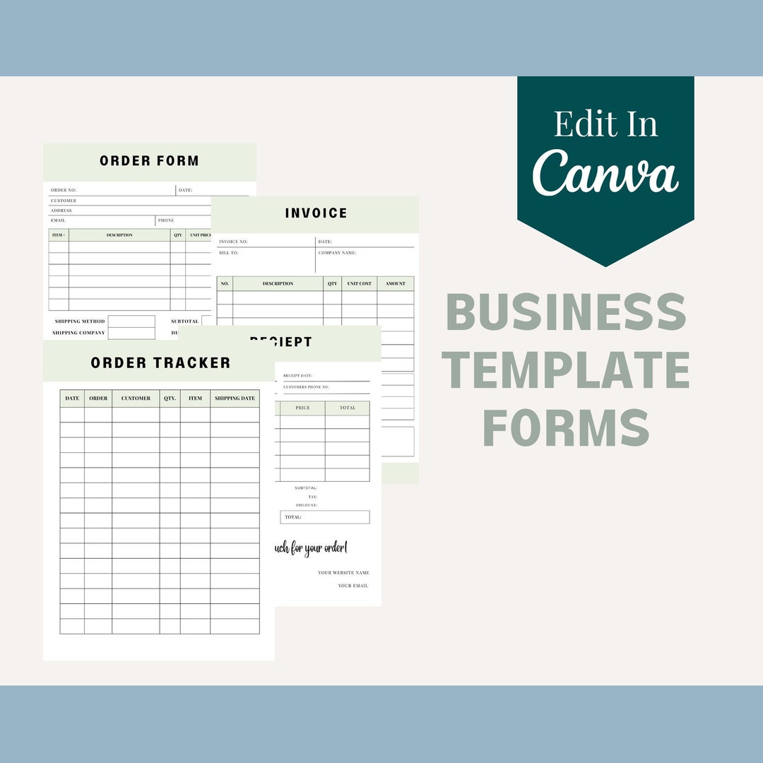 Small Business Template Bundle/order Form Pdf/invoice Forms/receipt Pdf ...