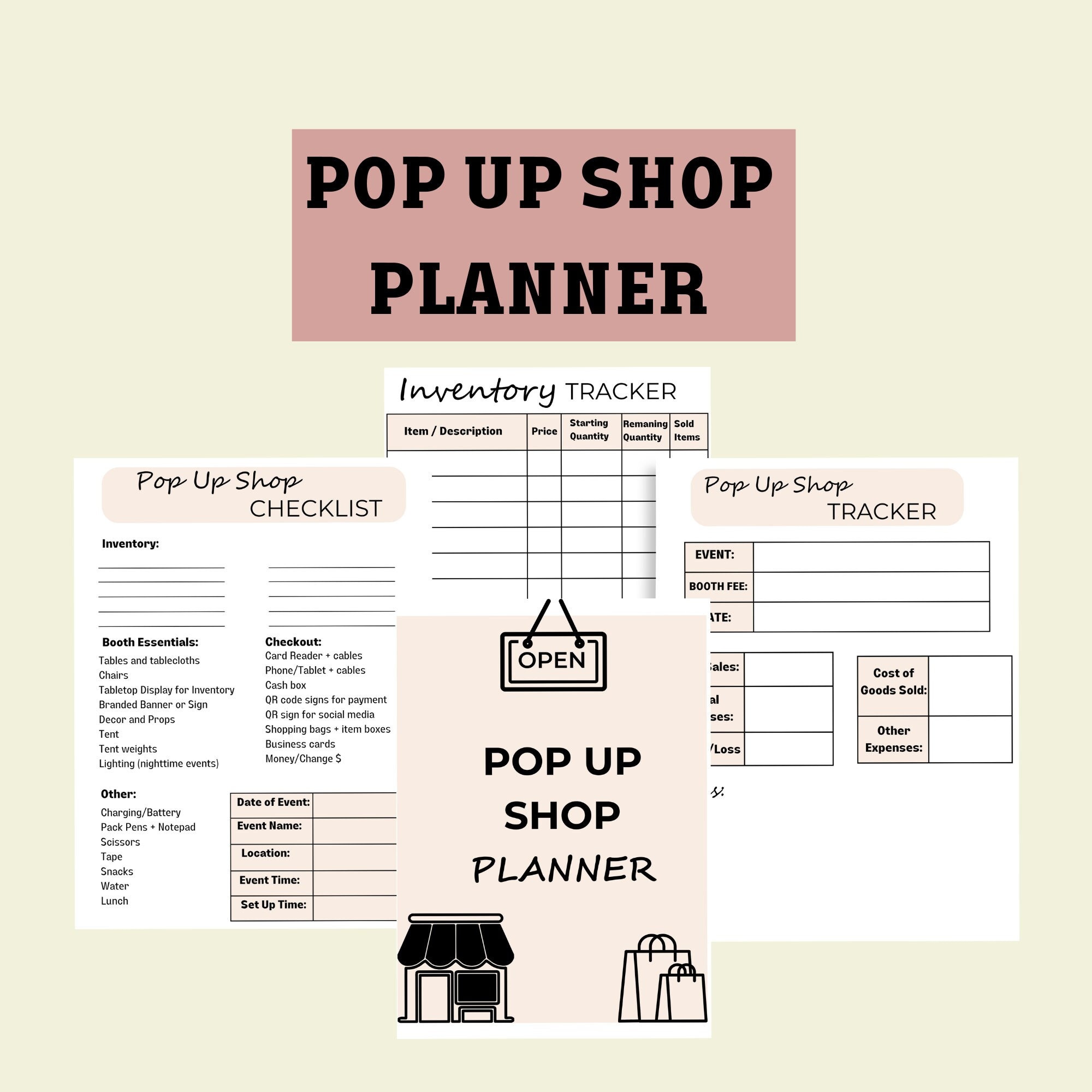 Editable Pop up Shop Planner, Pop up Shop Checklist, Pop up Shop ...