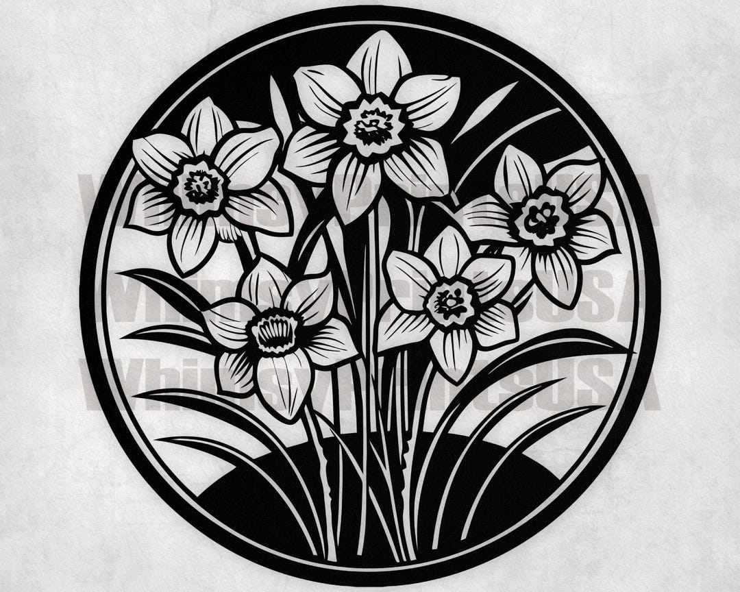 Narcissus Flower SVG File for Laser, Cutting, Crafting, Printing ...