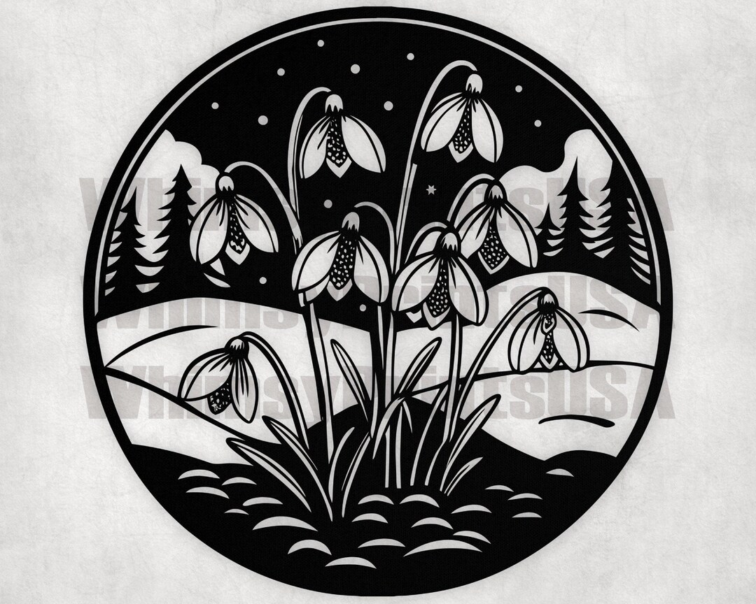 Snowdrop Flower SVG Cut File, January Birth Month Flower, Engraving SVG ...