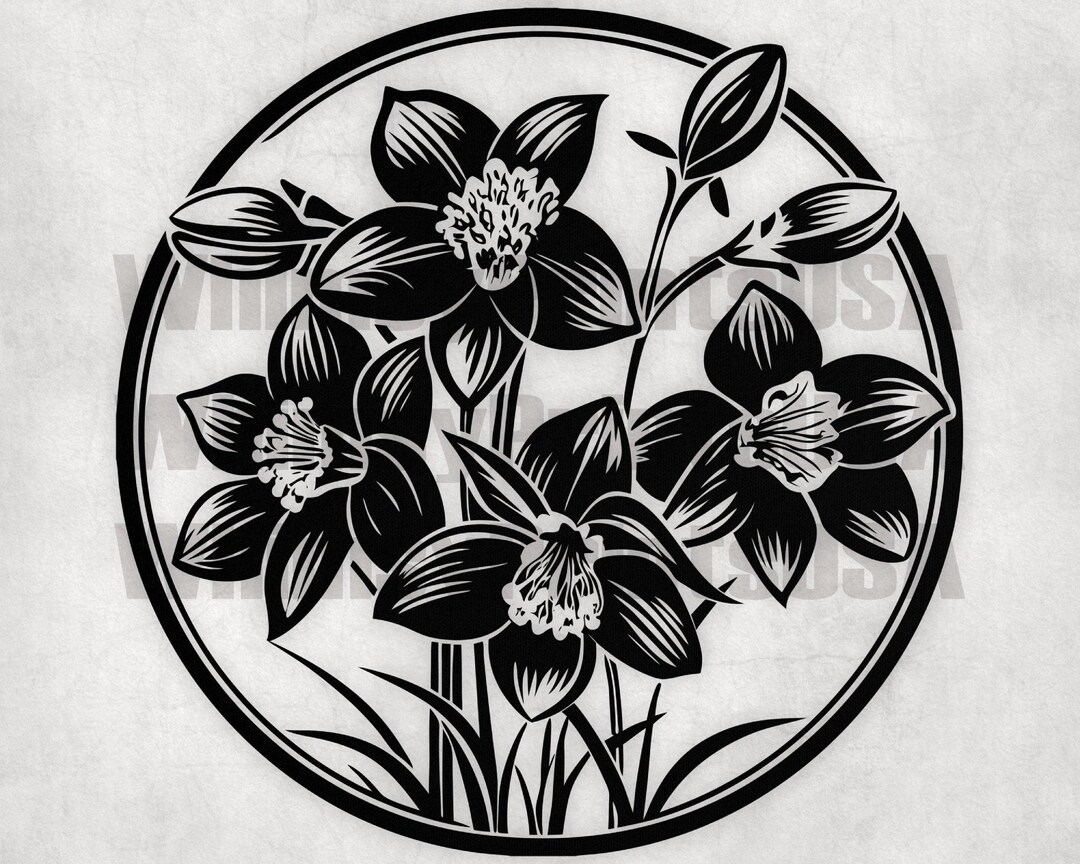 Larkspur Flower SVG for Engraving and Cutting, Floral Line Art SVG ...