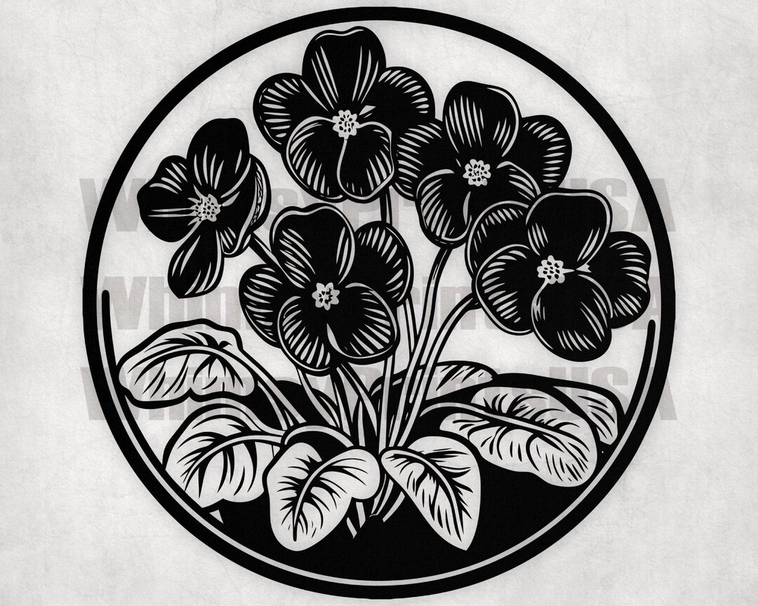 Violets SVG File for Laser, Cutting, Crafting, Printing, Violet Floral ...