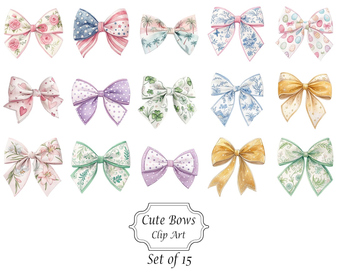 Cute Coquette Bows Clip Art, PNG Format for Commercial and Personal Use ...