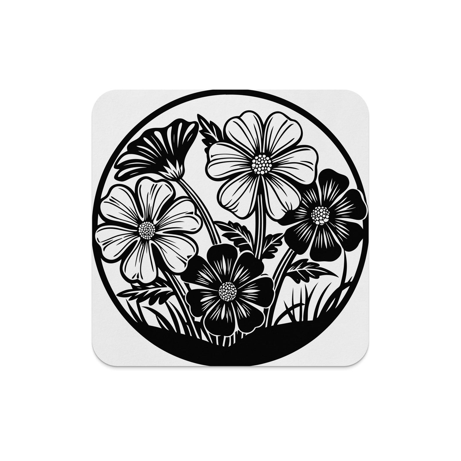 Cosmos Flower SVG Design, Engraving and Cutting File, Floral Round SVG ...