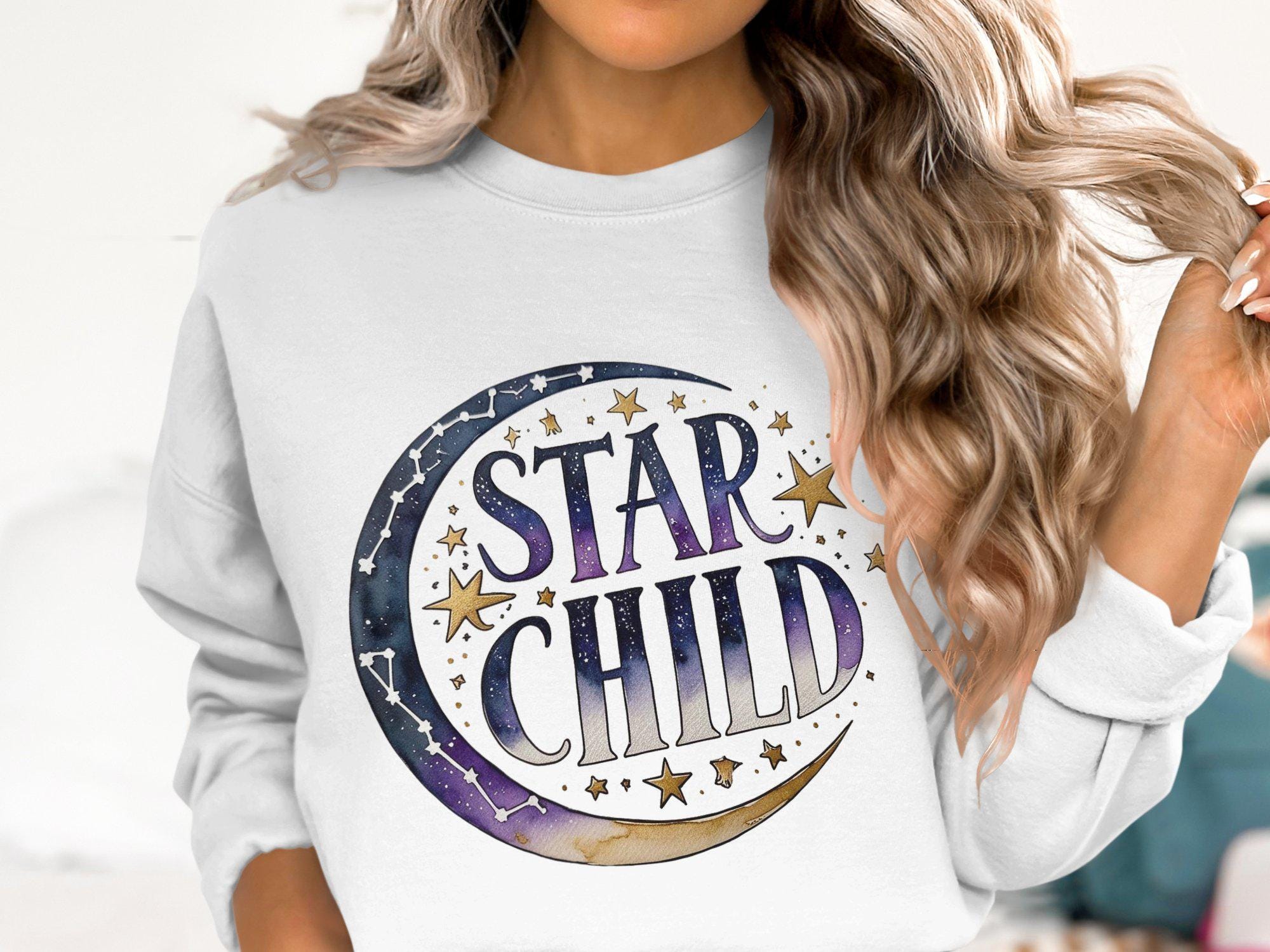 Star Child Celestial PNG File for Sublimation POD Crafts, Moon and ...