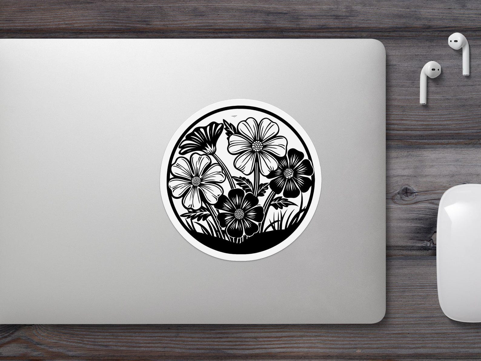 Cosmos Flower SVG Design, Engraving and Cutting File, Floral Round SVG ...