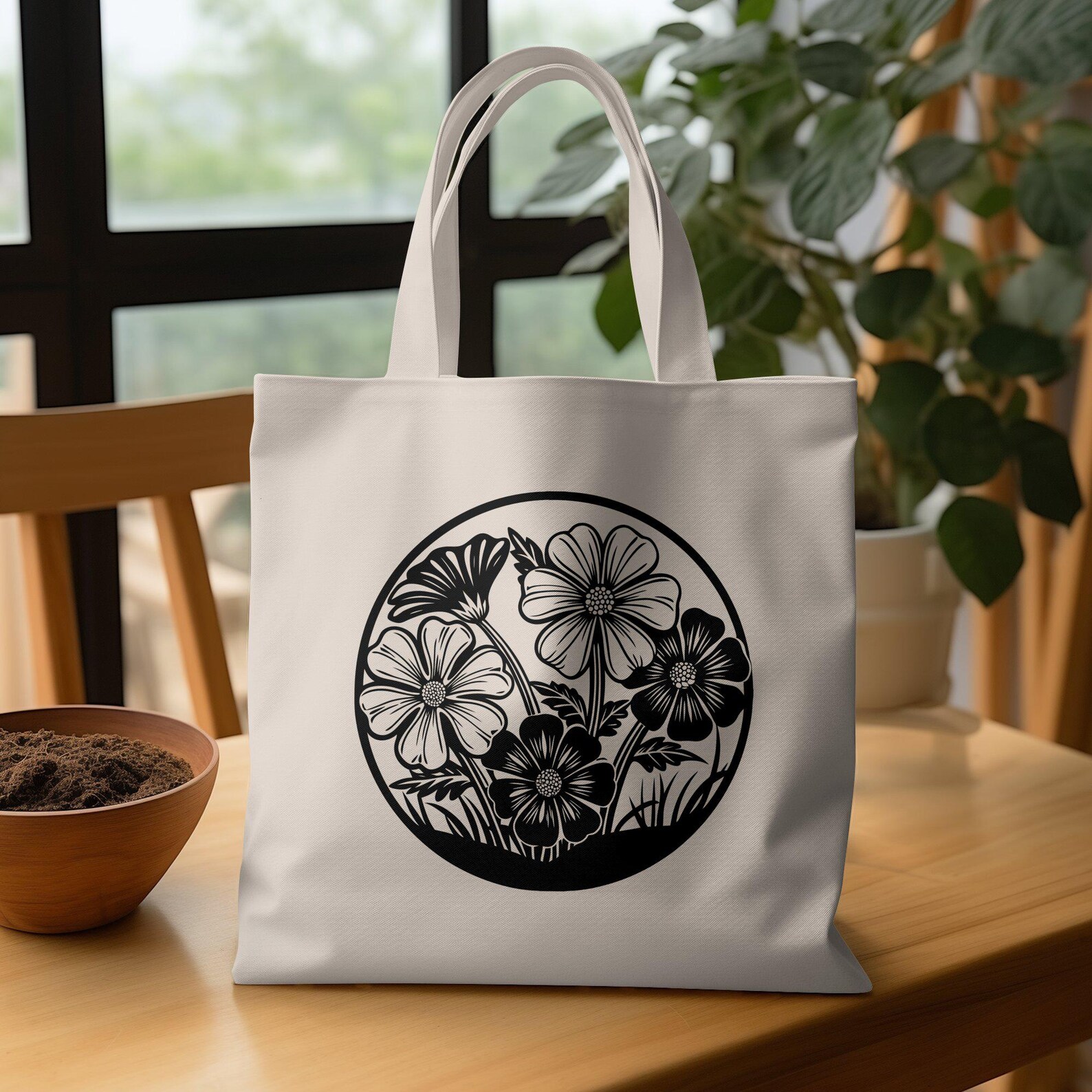 Cosmos Flower SVG Design, Engraving and Cutting File, Floral Round SVG ...