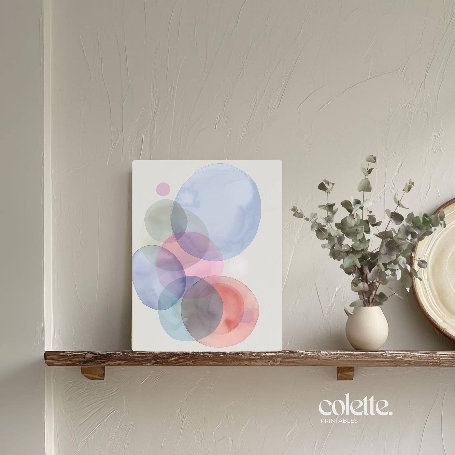 Blue Bubbles Abstract Painting Modern Colorful Circle Wall Art ...