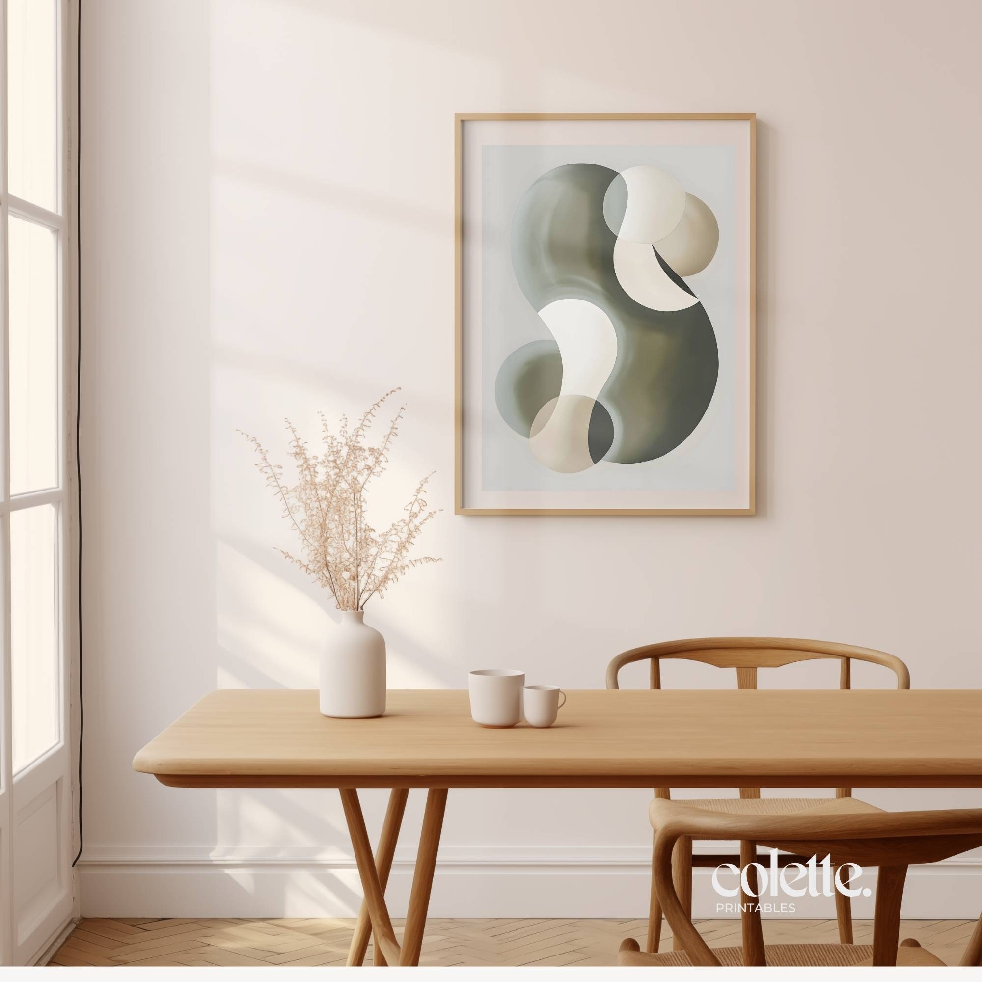 Abstract Green Painting Modern 3D Shape Wall Art Printable Emerald ...