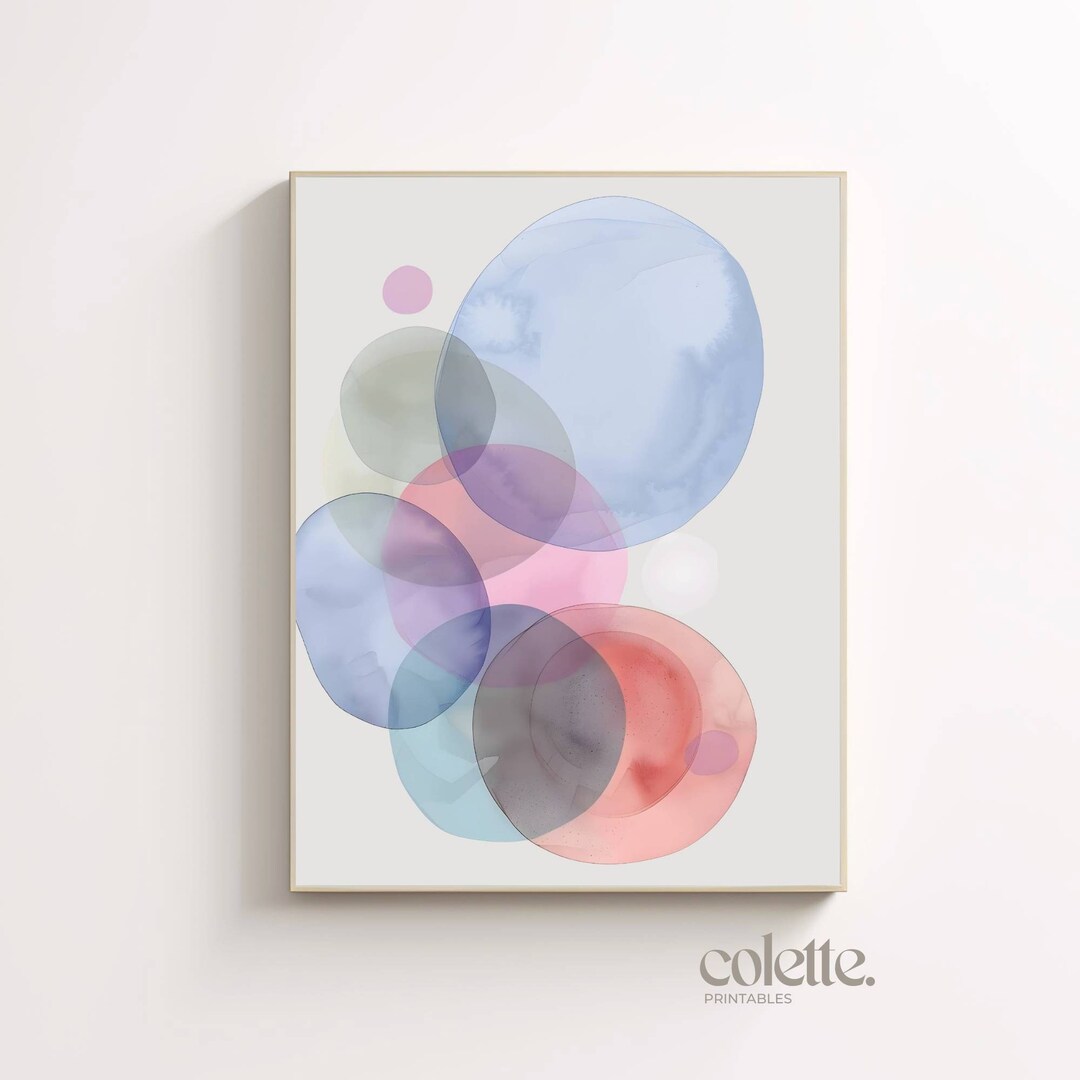 Blue Bubbles Abstract Painting Modern Colorful Circle Wall Art ...