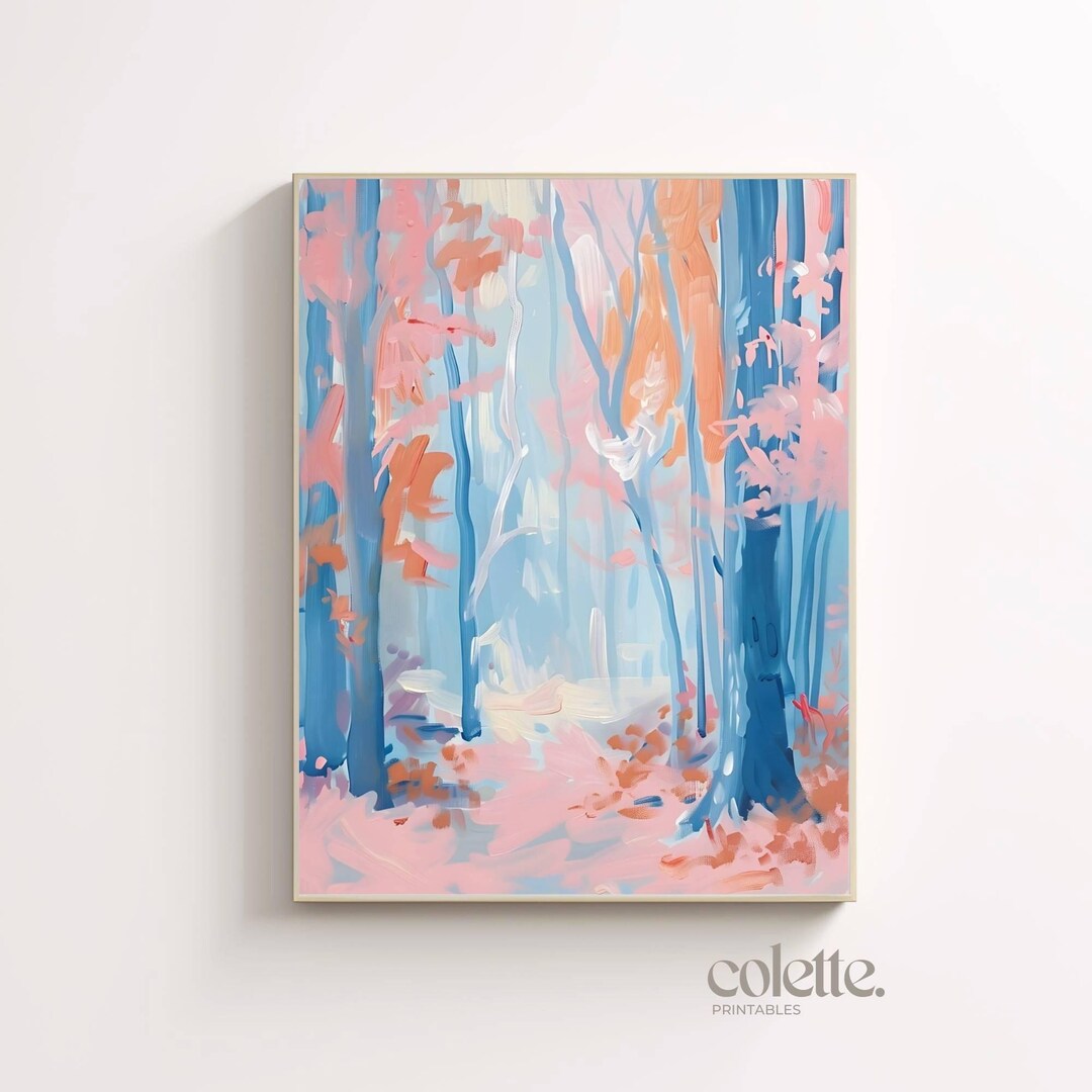 Colorful Forest Painting Printable Autumn Forest Landscape Foliage Wall ...