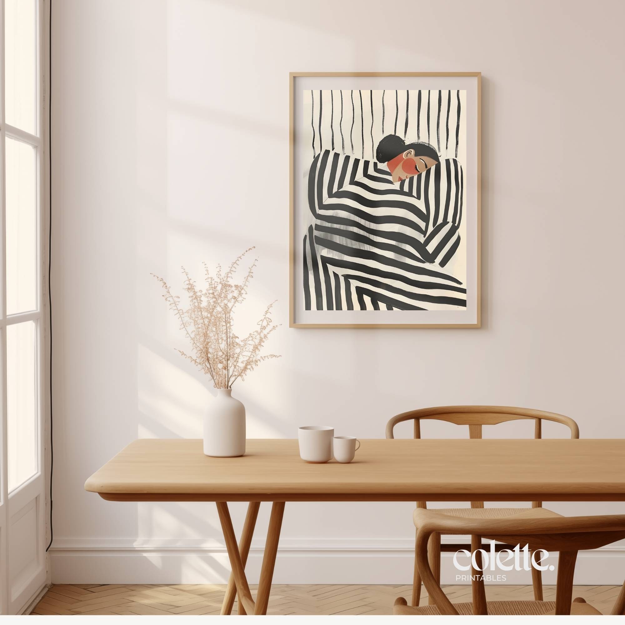 Woman in Stripes Abstract Painting | PRINTABLE Wall Art |digital ...