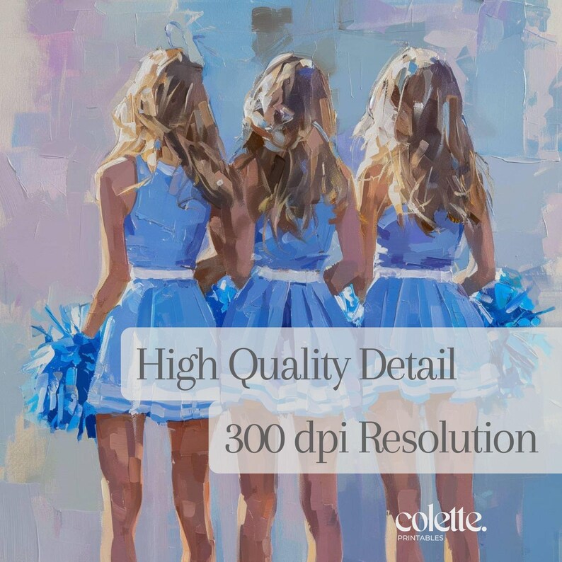 Blue Cheerleader Poster Printable Blue Cheerleading Team Painting ...