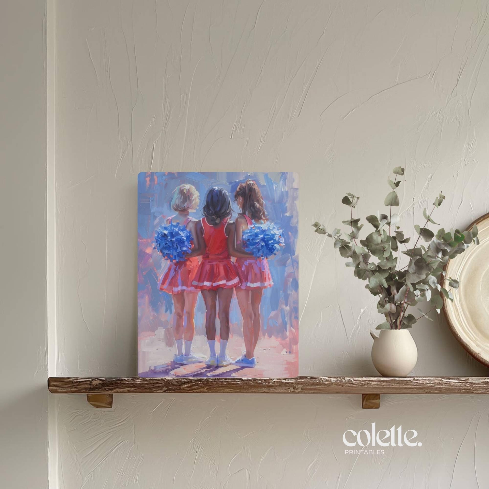 Red Cheerleaders Poster Printable Red Cheerleading Team Painting ...