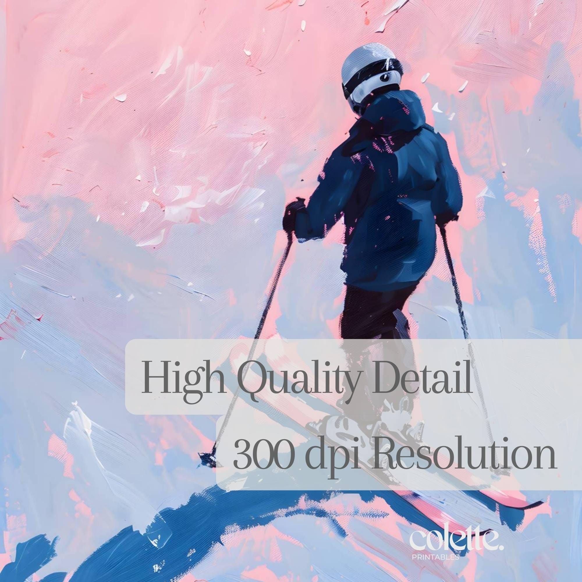 Skier Painting Printable Woman Skier Poster Snow Ski Artwork Skier Gift ...