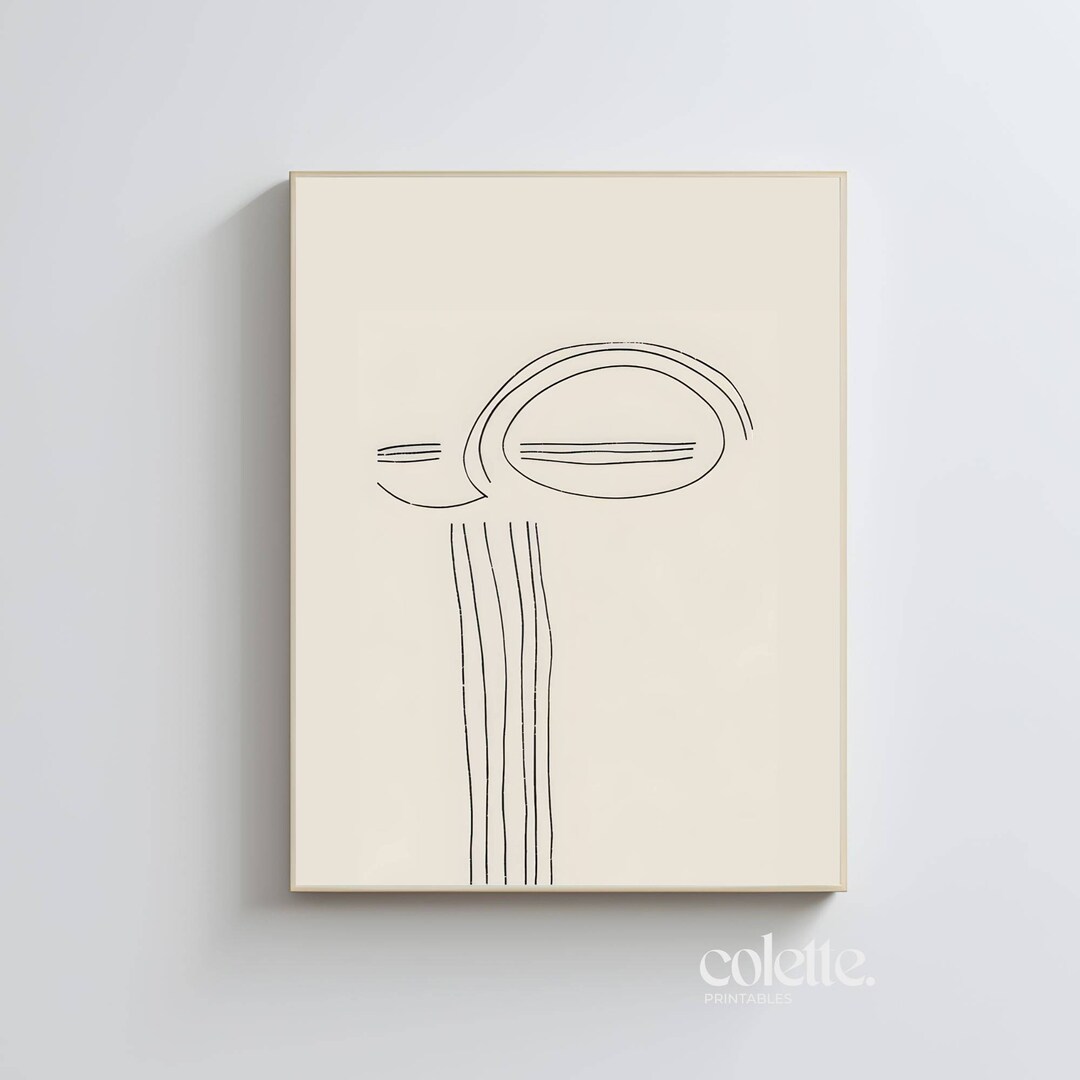 Abstract Figure Line Art Print: Modern Minimalist Sketch (digital ...