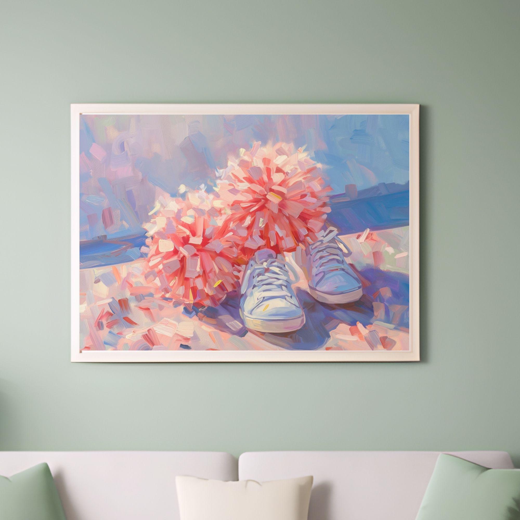 Cheerleader Pom Poms Poster Printable Cheerleader Sneakers Wall Art ...