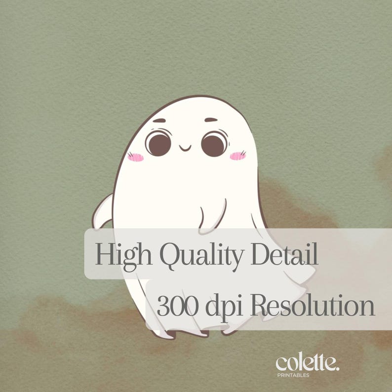Green Ghost Poster Halloween Printable Wall Art Cute Ghost Happy ...