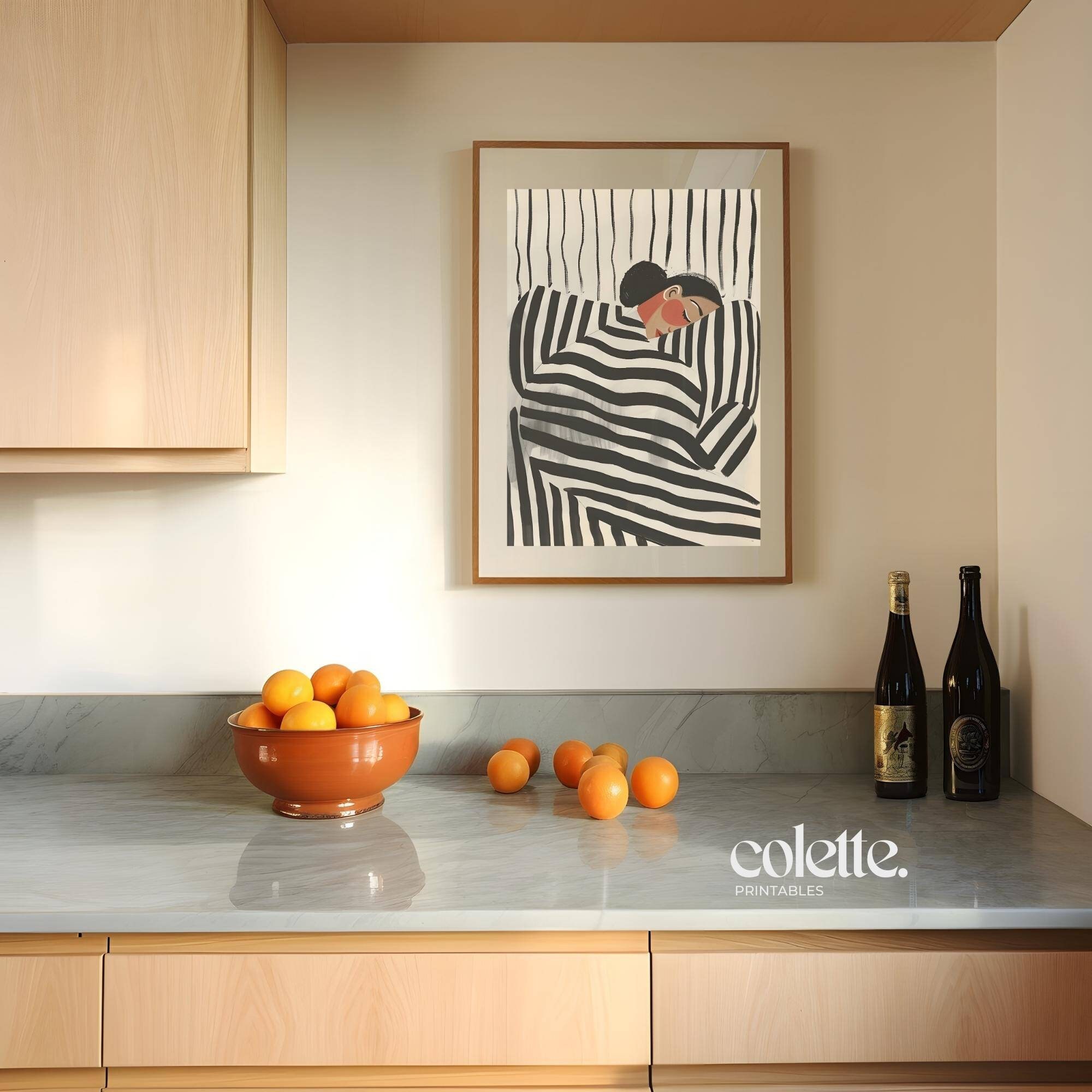 Woman in Stripes Abstract Painting | PRINTABLE Wall Art |digital ...