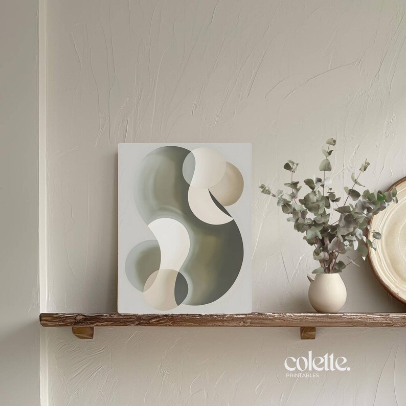 Abstract Green Painting Modern 3D Shape Wall Art Printable Emerald ...