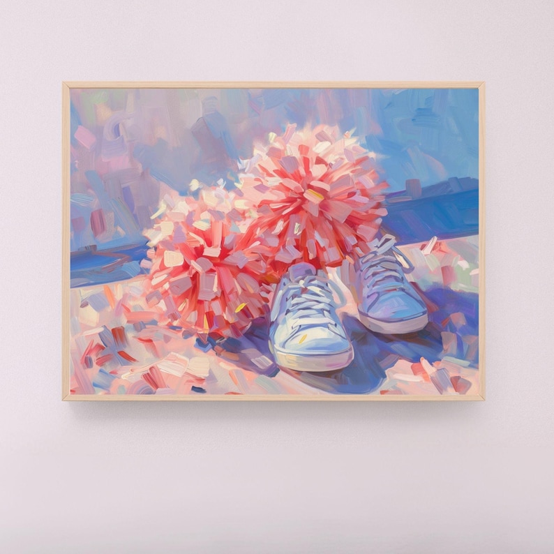 Cheerleader Pom Poms Poster Printable Cheerleader Sneakers Wall Art ...