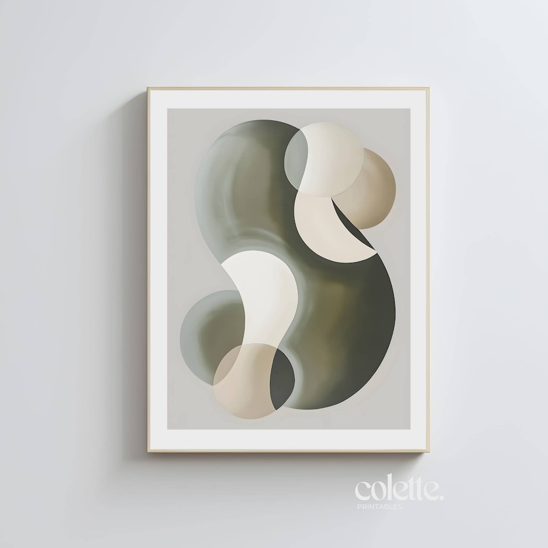 Abstract Green Painting Modern 3D Shape Wall Art Printable Emerald ...